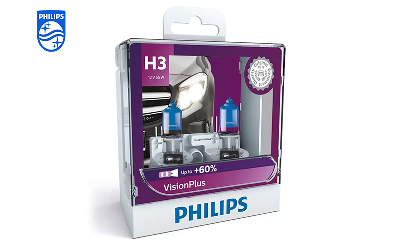 PHILIPS Vision plus car headlight bulb H3 12V 55W PK22s 12336VPS2 ...